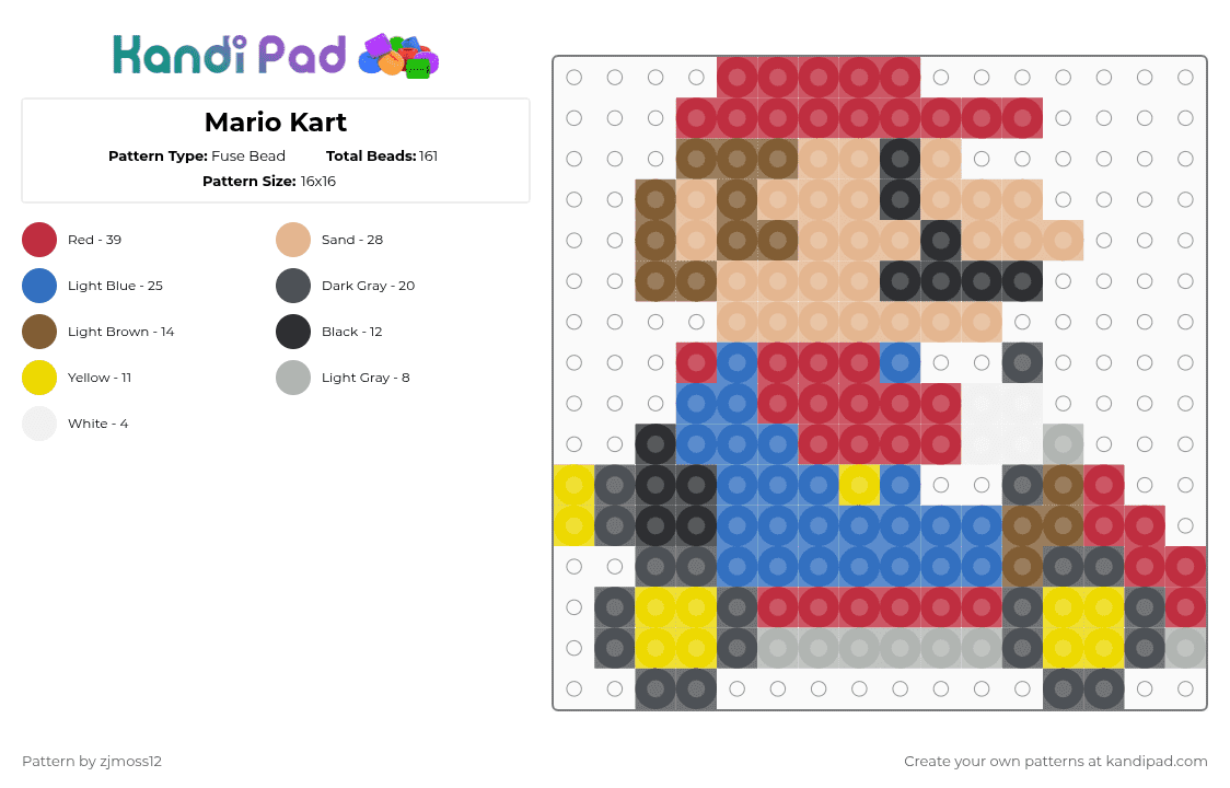 Mario Kart Fuse Bead Pattern - Kandi Pad | Kandi Patterns, Fuse Bead ...