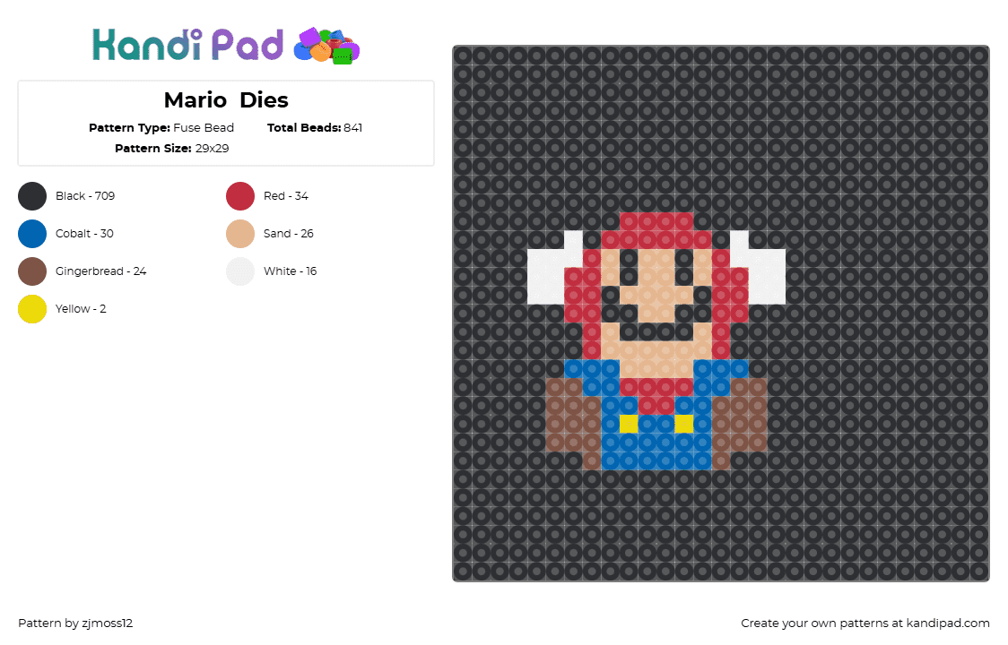 Mario Dies Fuse Bead Pattern - Kandi Pad | Kandi Patterns, Fuse Bead ...