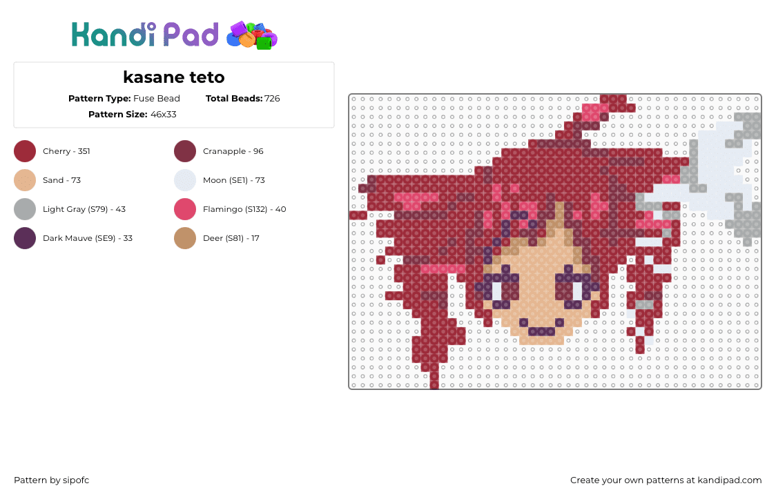 Kasane teto Fuse Bead Pattern - Kandi Pad | Kandi Patterns, Fuse Bead ...