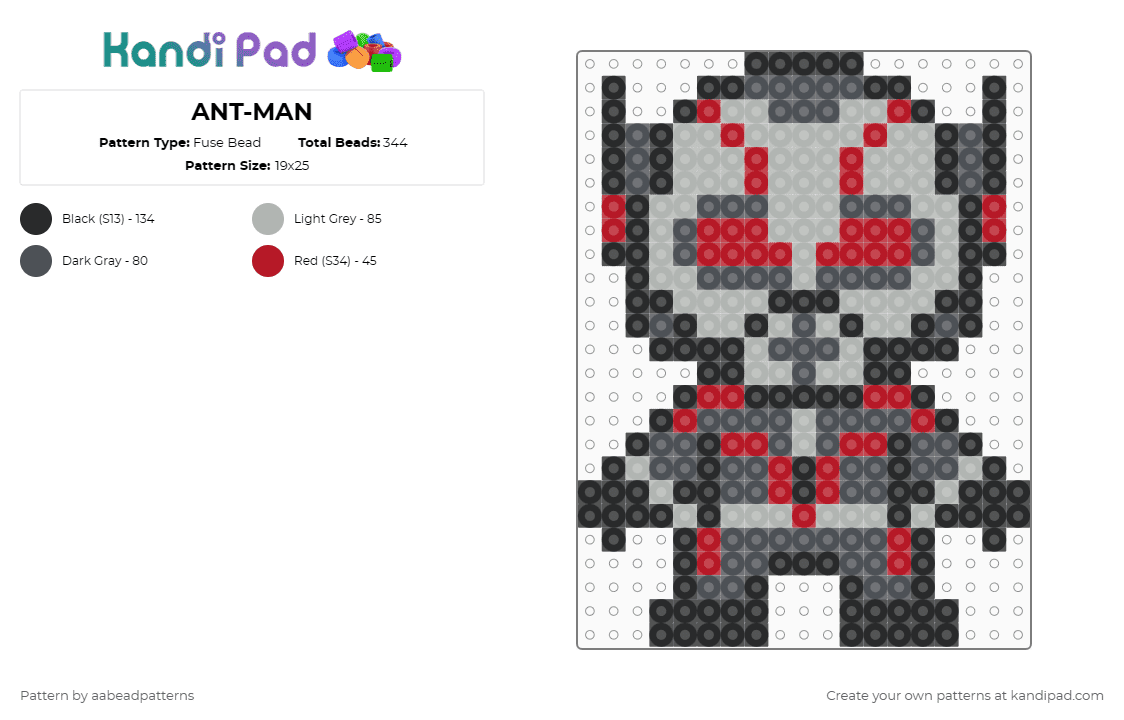 ANT-MAN Fuse Bead Pattern - Kandi Pad | Kandi Patterns, Fuse Bead ...
