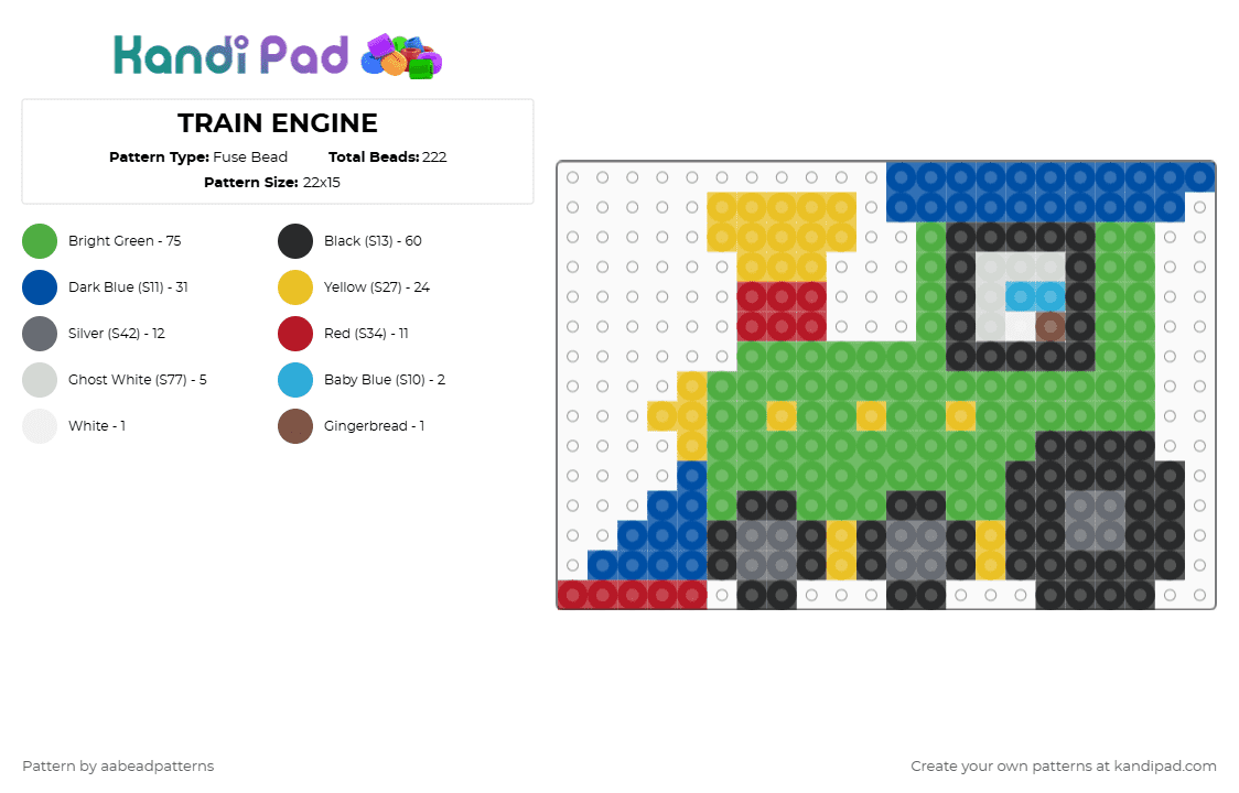 TRAIN ENGINE Fuse Bead Pattern - Kandi Pad | Kandi Patterns, Fuse Bead ...