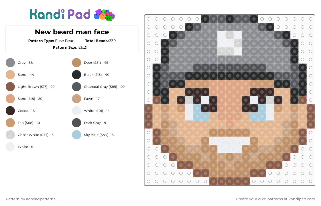 New beard man face Fuse Bead Pattern - Kandi Pad | Kandi Patterns, Fuse ...