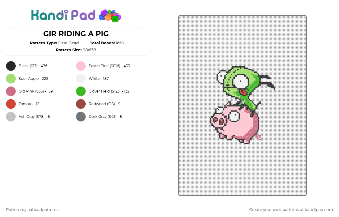 GIR RIDING A PIG Fuse Bead Pattern - Kandi Pad | Kandi Patterns, Fuse ...