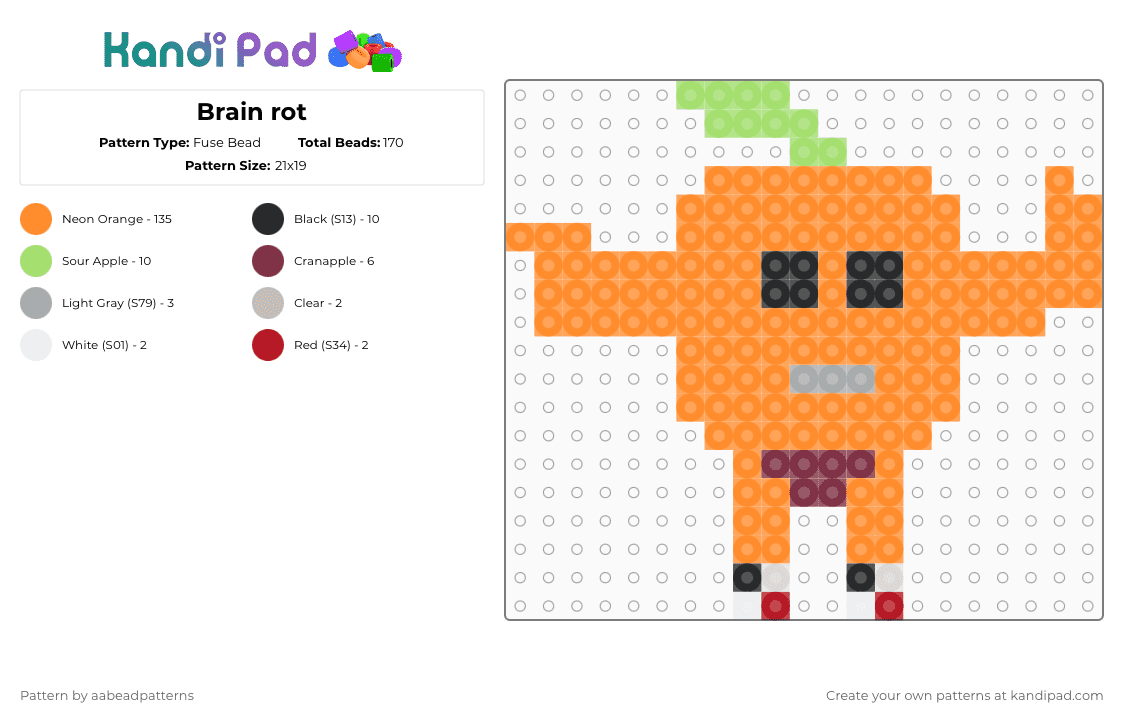 Brain rot Fuse Bead Pattern - Kandi Pad | Kandi Patterns, Fuse Bead ...