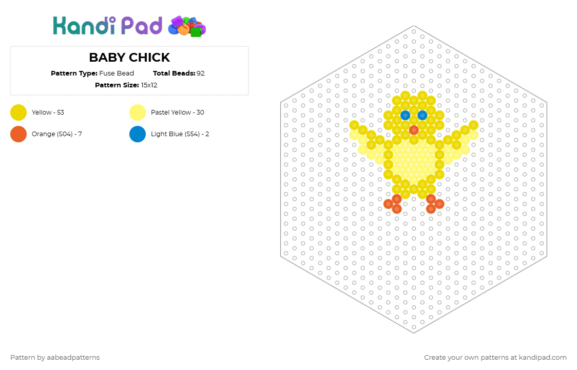 BABY CHICK Fuse Bead Pattern - Kandi Pad | Kandi Patterns, Fuse Bead ...