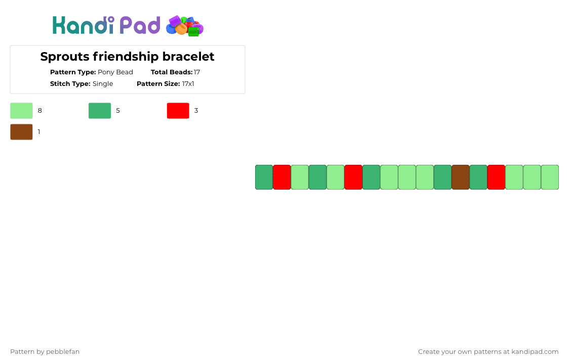 Sprouts friendship bracelet Pony Bead Pattern - Kandi Pad | Kandi ...