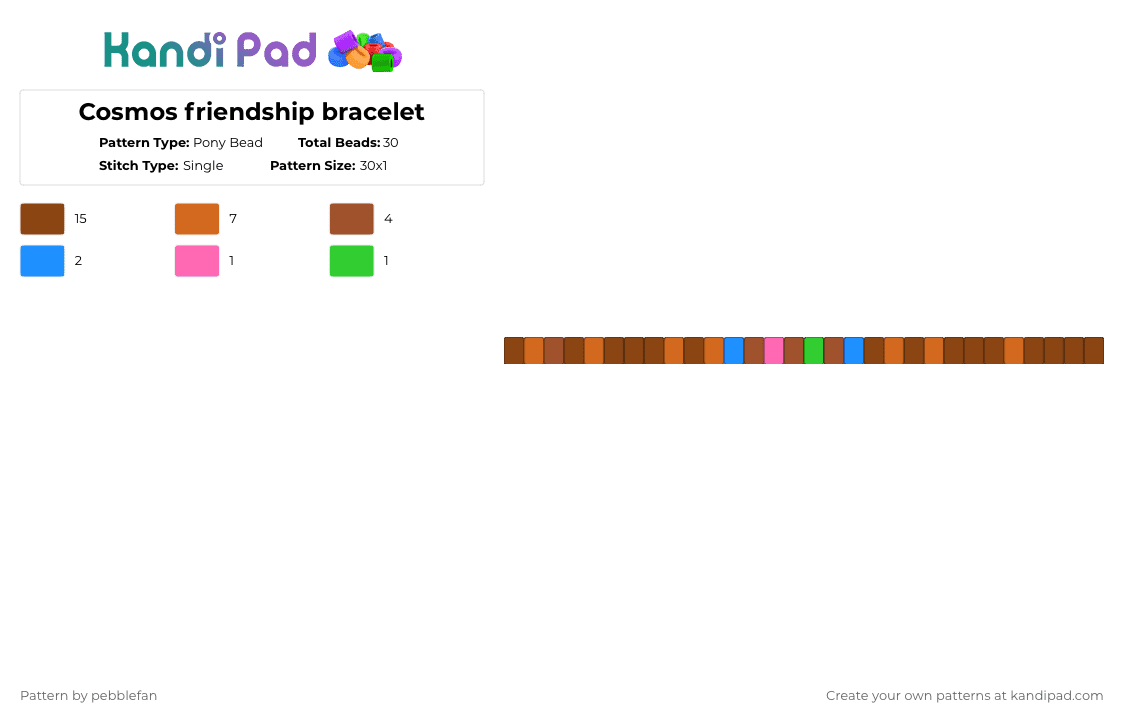 Cosmos friendship bracelet Pony Bead Pattern - Kandi Pad | Kandi ...