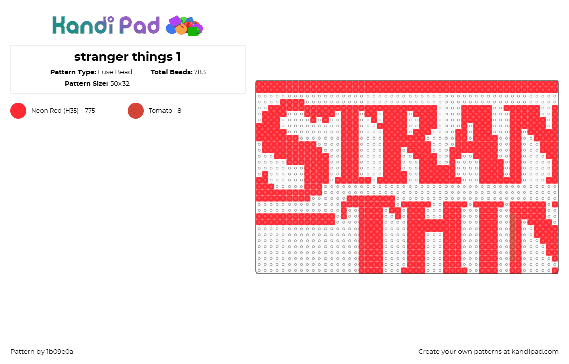 Stranger things 1 Fuse Bead Pattern - Kandi Pad | Kandi Patterns, Fuse ...