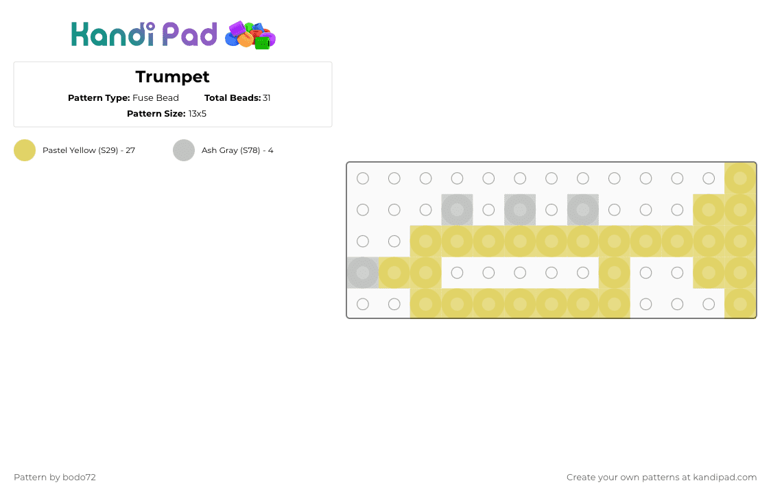 Trumpet Fuse Bead Pattern - Kandi Pad | Kandi Patterns, Fuse Bead ...
