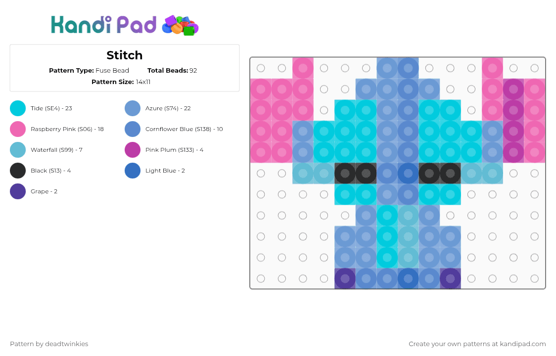 Stitch Fuse Bead Pattern - Kandi Pad | Kandi Patterns, Fuse Bead ...
