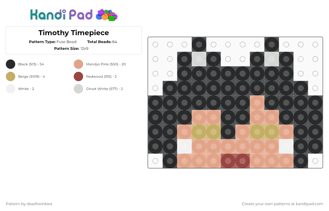 Timothy Timepiece Fuse Bead Pattern - Kandi Pad | Kandi Patterns, Fuse ...