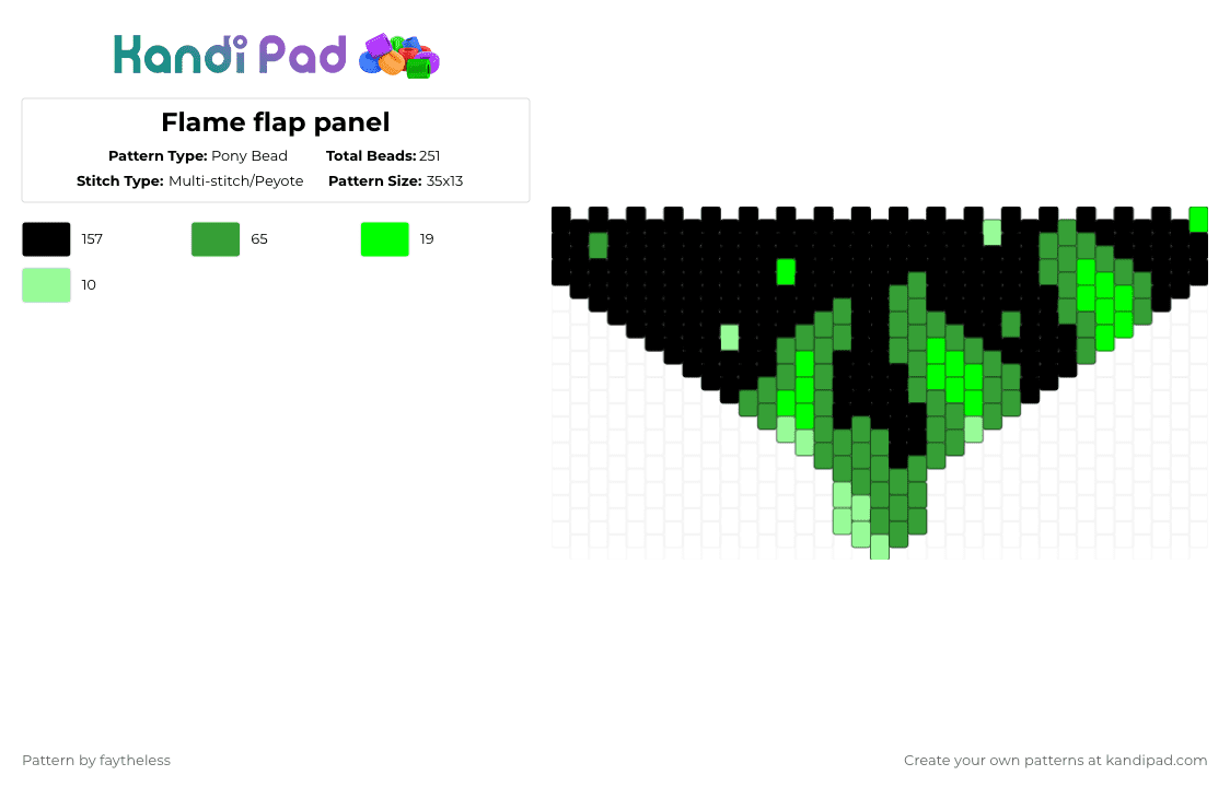 Flame flap panel Pony Bead Pattern - Kandi Pad | Kandi Patterns, Fuse ...