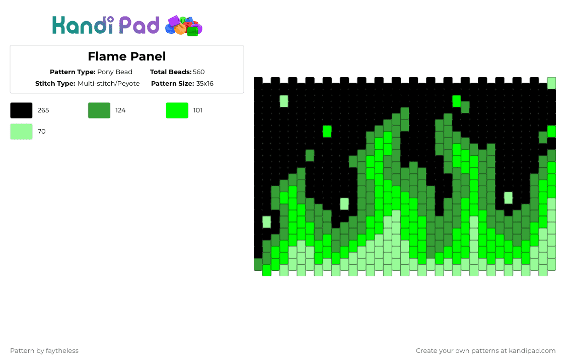 Flame Panel Pony Bead Pattern - Kandi Pad | Kandi Patterns, Fuse Bead ...