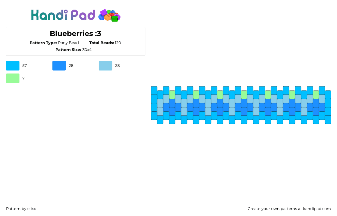 Blueberries :3 Pony Bead Pattern - Kandi Pad | Kandi Patterns, Fuse ...