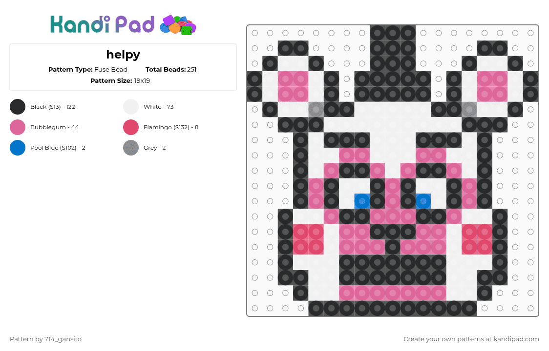 Helpy Fuse Bead Pattern - Kandi Pad | Kandi Patterns, Fuse Bead ...
