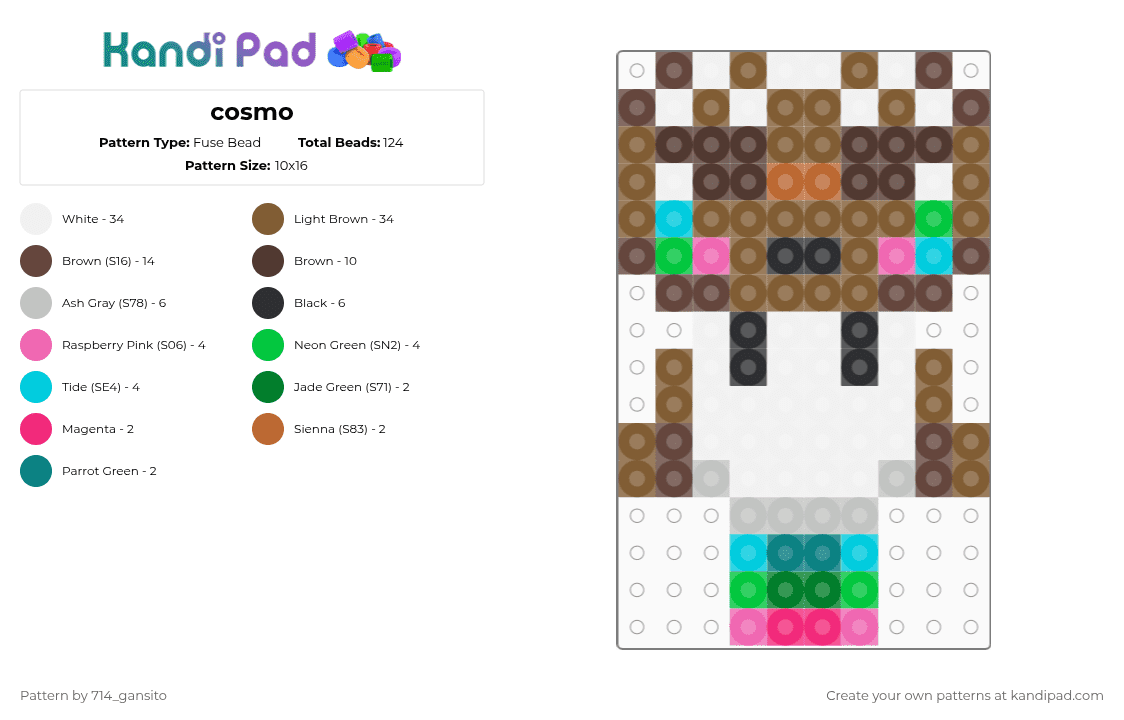 Cosmo Fuse Bead Pattern - Kandi Pad | Kandi Patterns, Fuse Bead ...