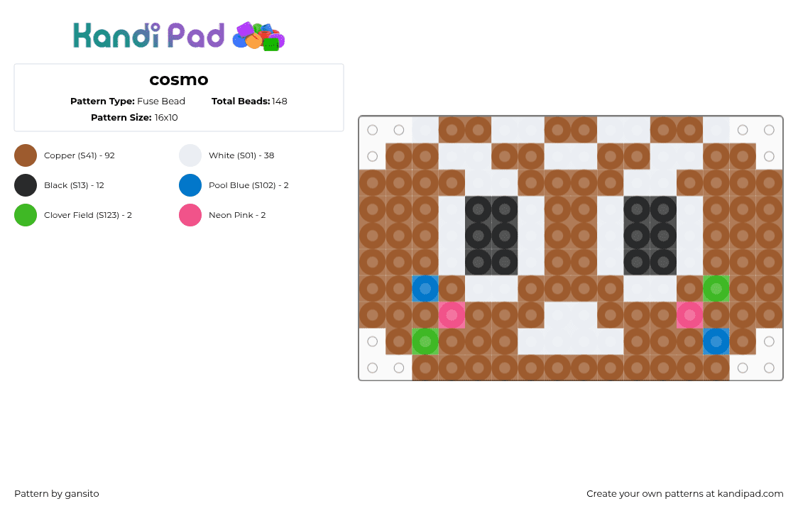 Cosmo Fuse Bead Pattern - Kandi Pad | Kandi Patterns, Fuse Bead ...