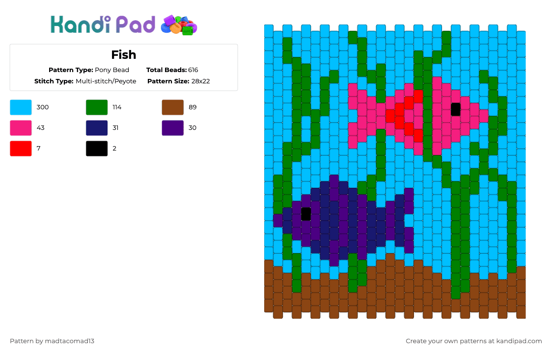 Fish Pony Bead Pattern - Kandi Pad | Kandi Patterns, Fuse Bead Patterns ...