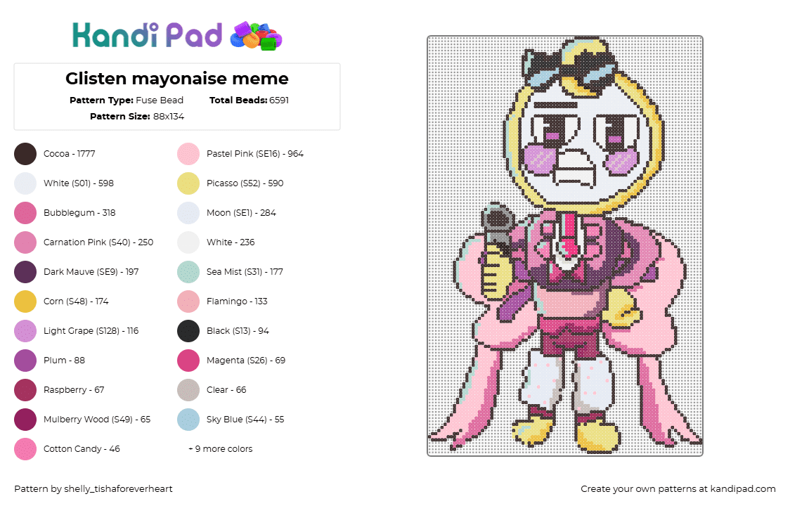 Glisten mayonaise meme Fuse Bead Pattern - Kandi Pad | Kandi Patterns ...