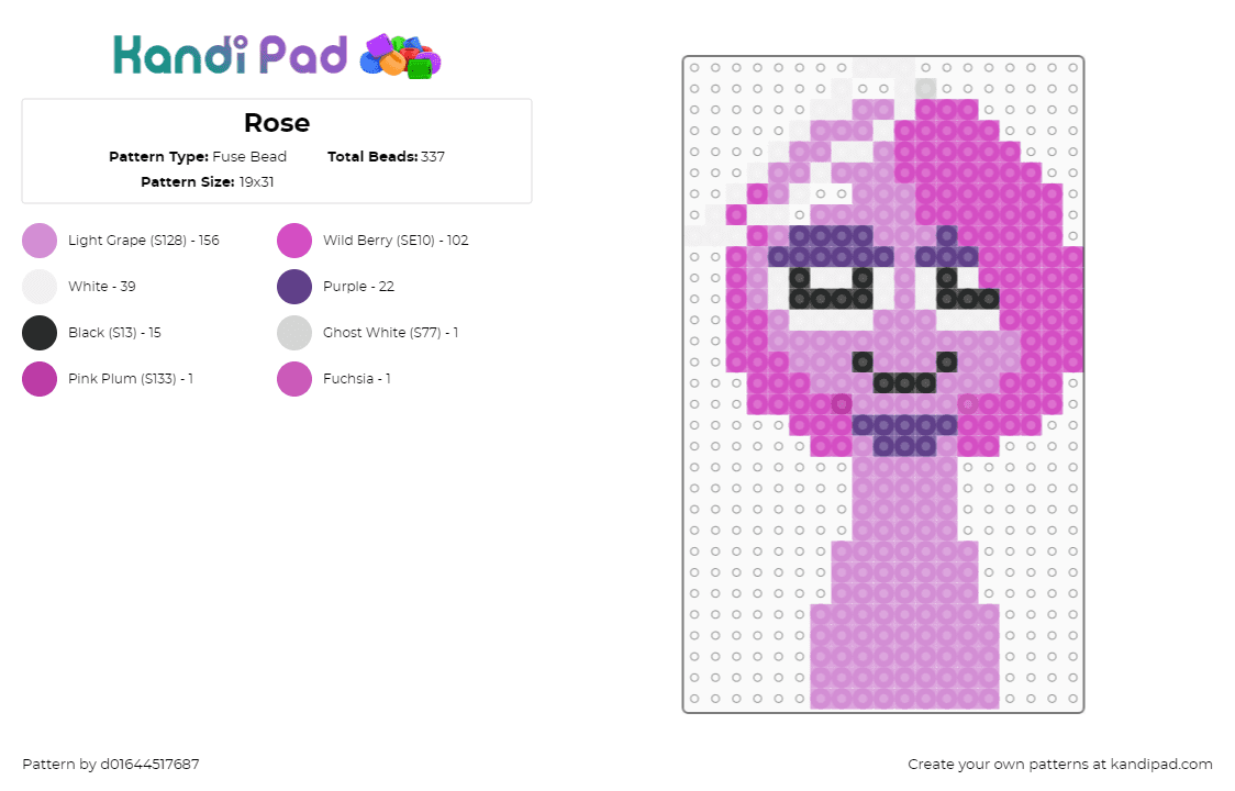 Rose Fuse Bead Pattern - Kandi Pad | Kandi Patterns, Fuse Bead Patterns ...