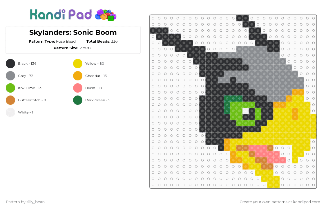 Skylanders: Sonic Boom Fuse Bead Pattern - Kandi Pad | Kandi Patterns ...