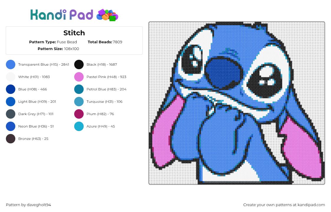 Stitch Fuse Bead Pattern - Kandi Pad | Kandi Patterns, Fuse Bead ...