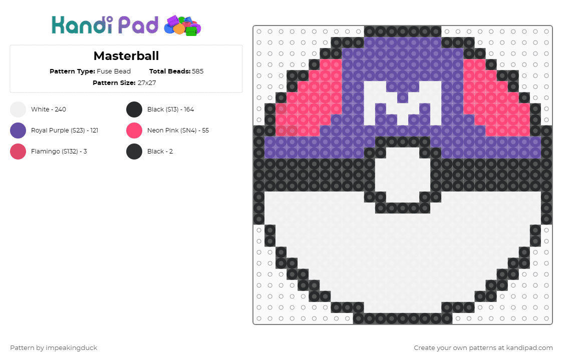 Masterball Fuse Bead Patterns - Gallery - Kandi Pad | Kandi Patterns ...