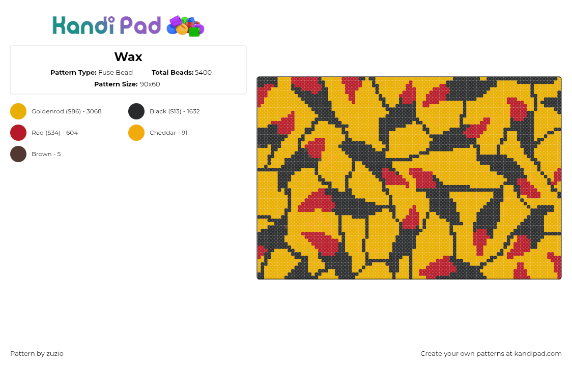 Wax Fuse Bead Pattern - Kandi Pad | Kandi Patterns, Fuse Bead Patterns ...
