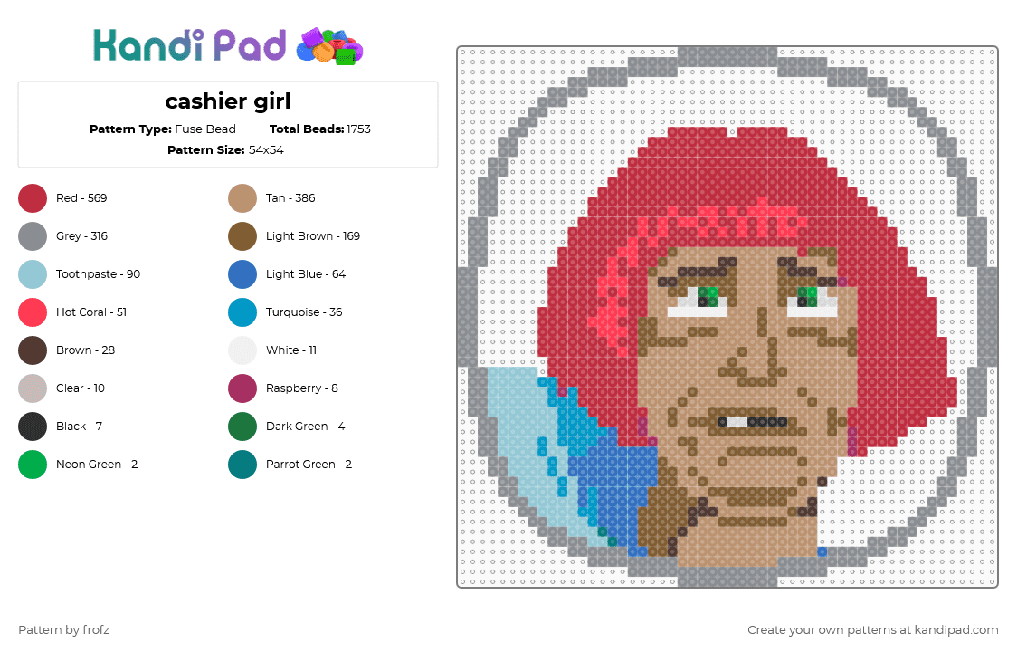 Cashier girl Fuse Bead Pattern - Kandi Pad | Kandi Patterns, Fuse Bead ...