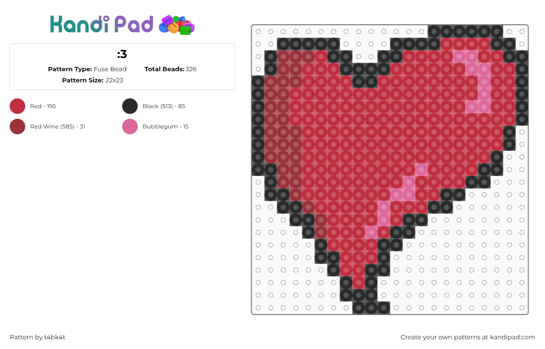:3 Fuse Bead Pattern - Kandi Pad | Kandi Patterns, Fuse Bead Patterns ...