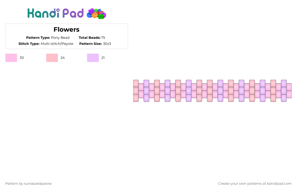Flowers Pony Bead Pattern - Kandi Pad | Kandi Patterns, Fuse Bead ...