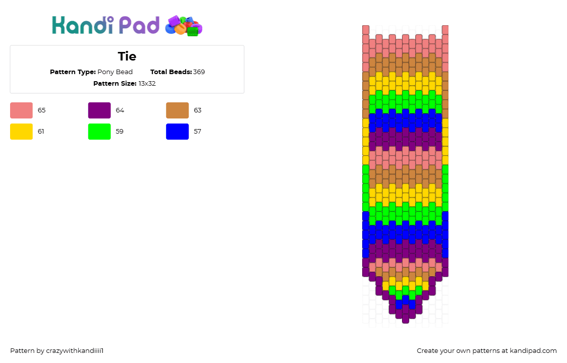 Tie Pony Bead Pattern - Kandi Pad | Kandi Patterns, Fuse Bead Patterns ...