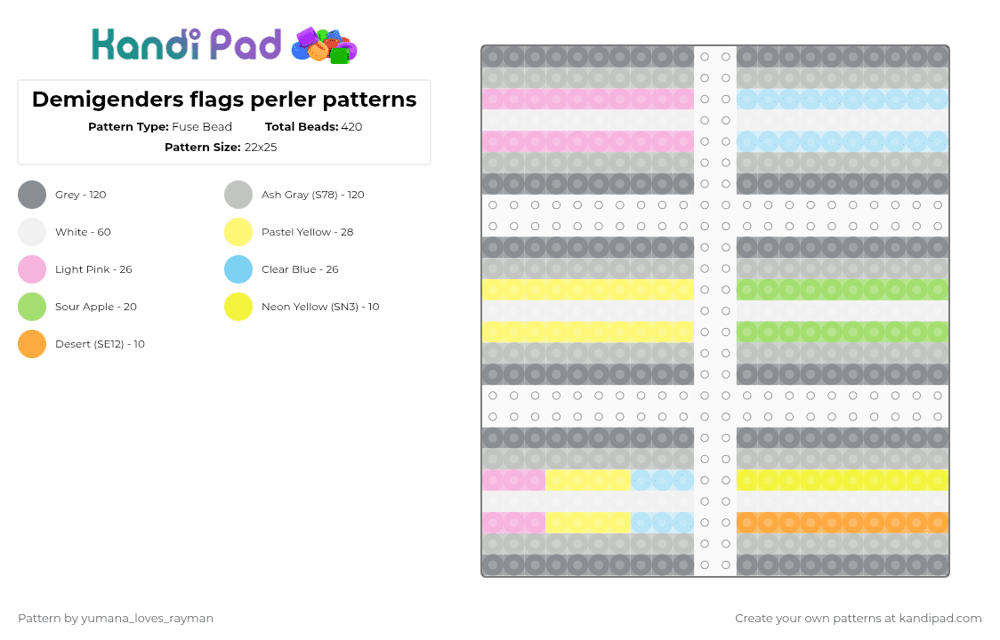 Demigenders flags perler patterns Fuse Bead Pattern - Kandi Pad | Kandi ...