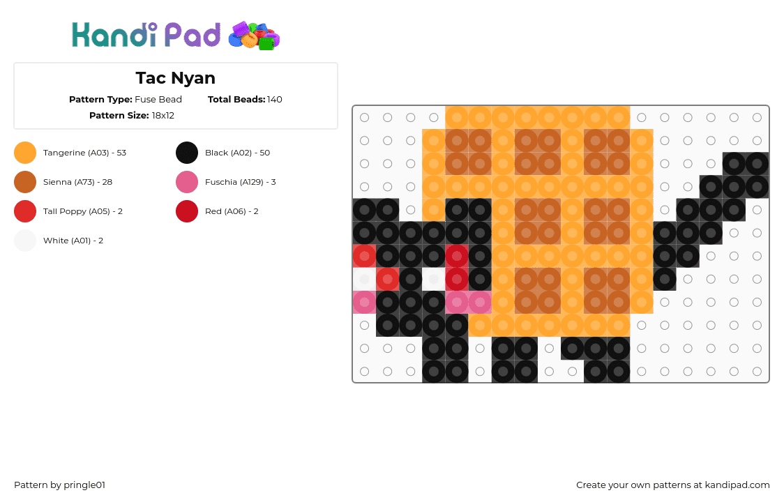 Tac Nyan Fuse Bead Pattern - Kandi Pad | Kandi Patterns, Fuse Bead ...