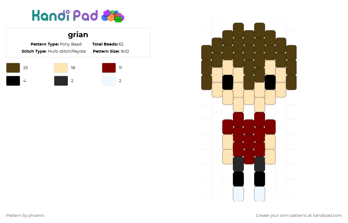 Grian Pony Bead Pattern - Kandi Pad | Kandi Patterns, Fuse Bead ...