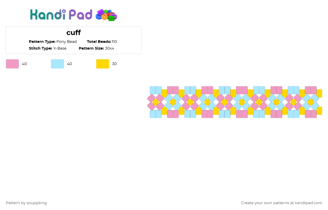 Cuff Pony Bead Pattern - Kandi Pad | Kandi Patterns, Fuse Bead Patterns ...