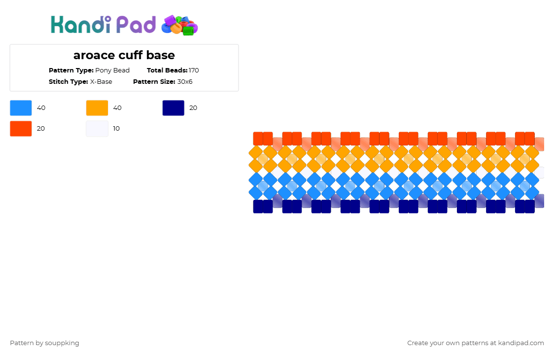 Aroace cuff base Pony Bead Pattern - Kandi Pad | Kandi Patterns, Fuse ...