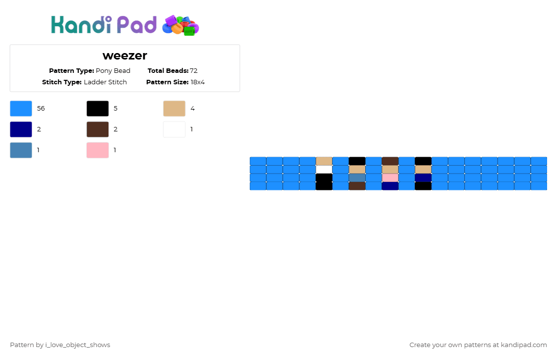 Weezer Pony Bead Pattern - Kandi Pad | Kandi Patterns, Fuse Bead ...