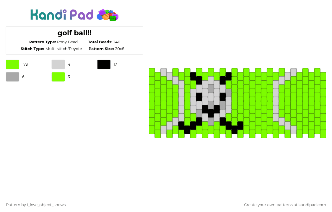 Golf ball!! Pony Bead Pattern - Kandi Pad | Kandi Patterns, Fuse Bead ...