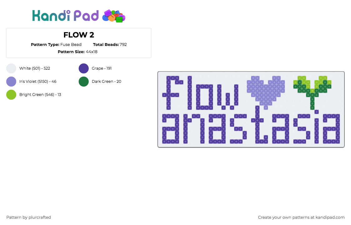 FLOW 2 Fuse Bead Pattern - Kandi Pad | Kandi Patterns, Fuse Bead ...