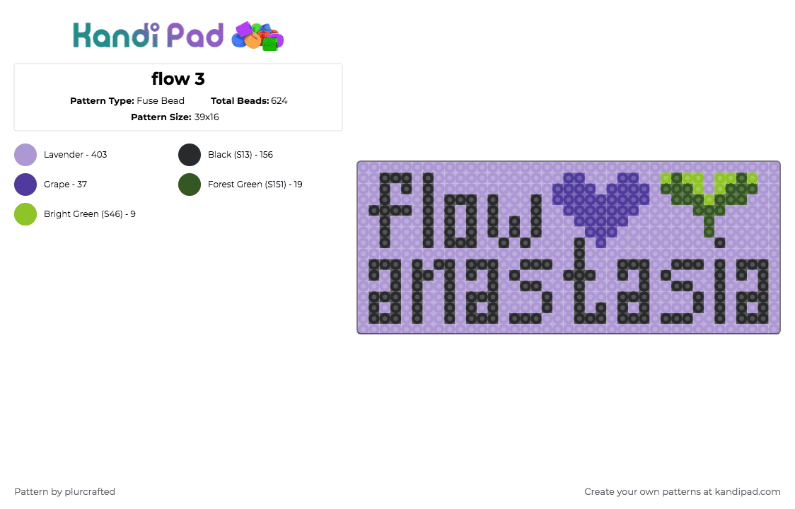 Flow 3 Fuse Bead Pattern - Kandi Pad | Kandi Patterns, Fuse Bead ...
