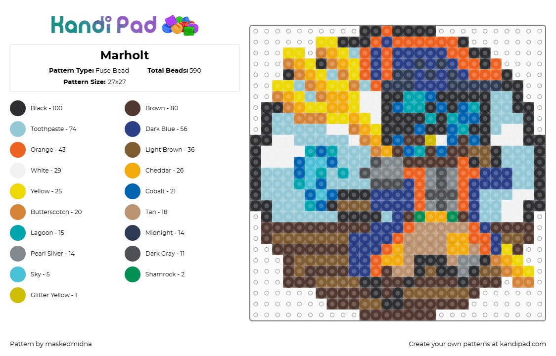Marholt Fuse Bead Pattern - Kandi Pad | Kandi Patterns, Fuse Bead ...