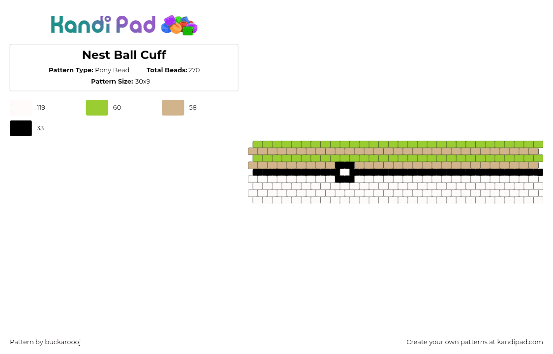 Nest Ball Cuff Pony Bead Pattern - Kandi Pad | Kandi Patterns, Fuse ...