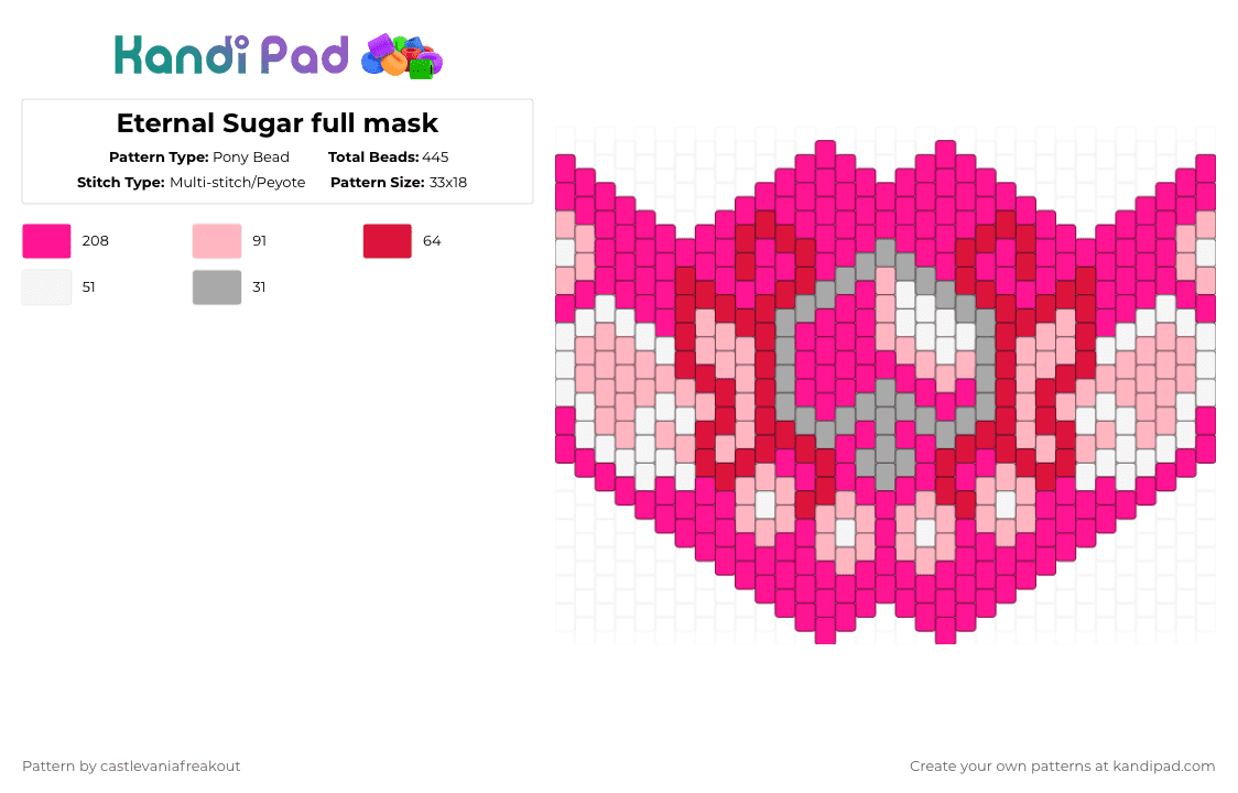 Eternal Sugar full mask Pony Bead Pattern - Kandi Pad | Kandi Patterns ...