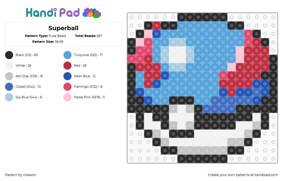 Superball Fuse Bead Pattern - Kandi Pad | Kandi Patterns, Fuse Bead ...