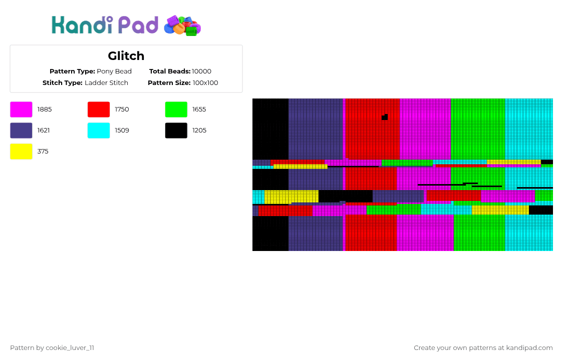 Glitch Pony Bead Pattern - Kandi Pad | Kandi Patterns, Fuse Bead ...