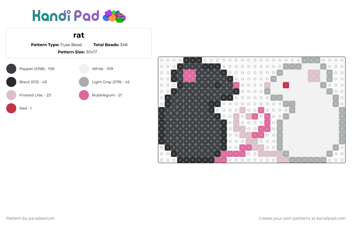 Rat Fuse Bead Pattern - Kandi Pad | Kandi Patterns, Fuse Bead Patterns ...