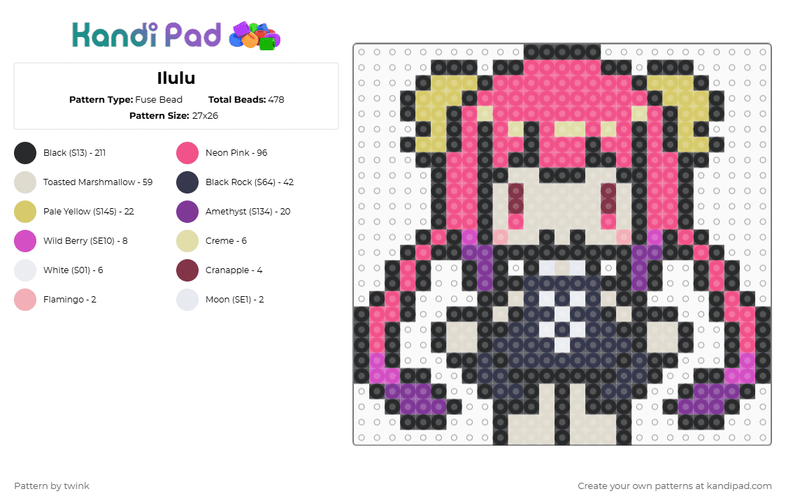 Ilulu Fuse Bead Pattern - Kandi Pad | Kandi Patterns, Fuse Bead ...