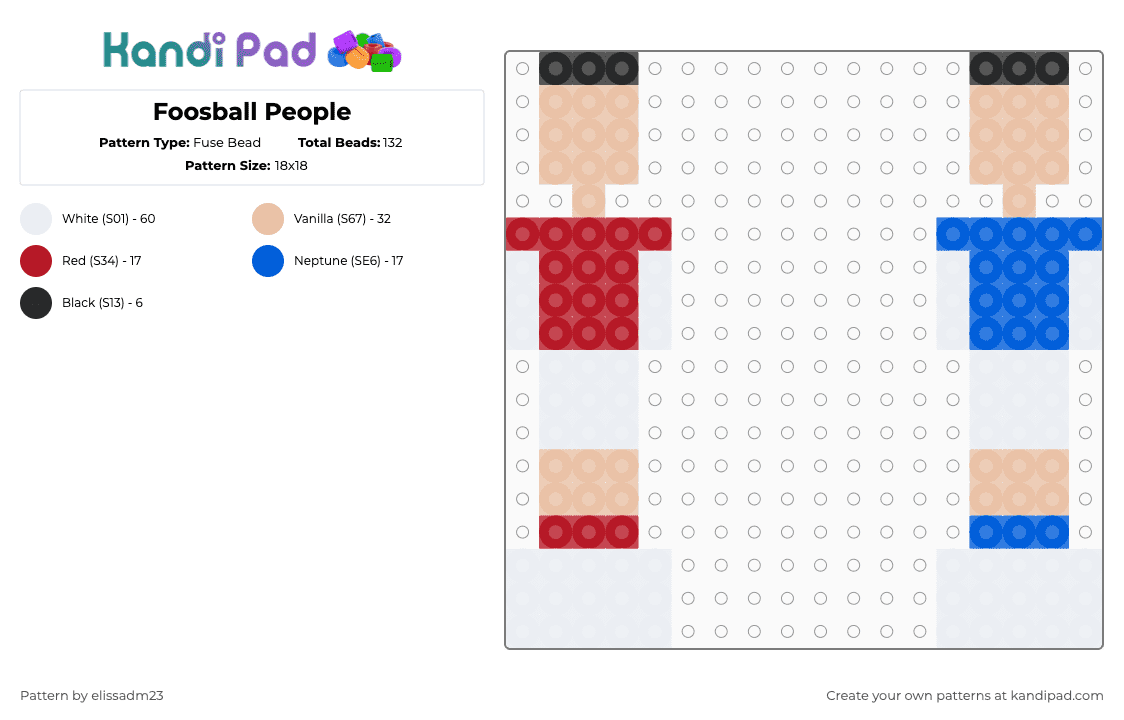 Foosball People Fuse Bead Pattern - Kandi Pad | Kandi Patterns, Fuse ...