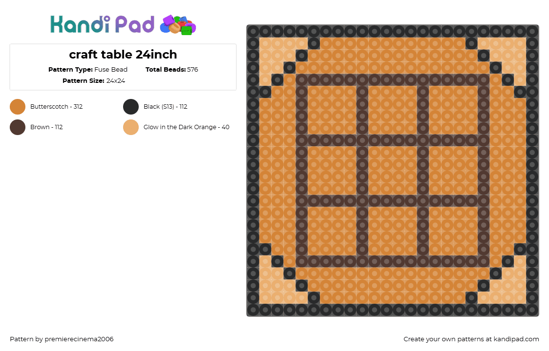 Craft table 24inch Fuse Bead Pattern - Kandi Pad | Kandi Patterns, Fuse ...